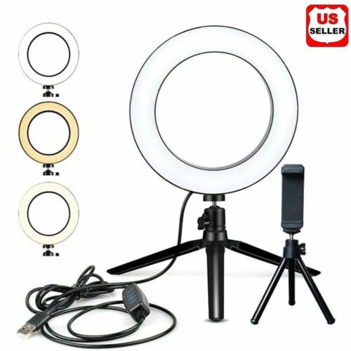 6" LED Ring Fill Light Studio Photo Video USB Dimmable Lamp Selfie ...