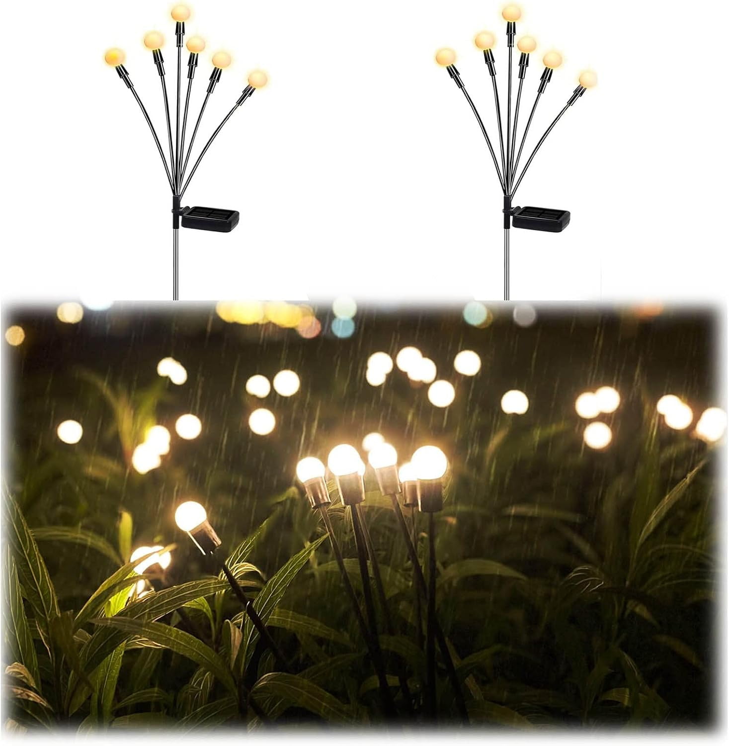 6 LED Solar Powered Garden Firefly Lights Stake, Solar Landscape Lights ...