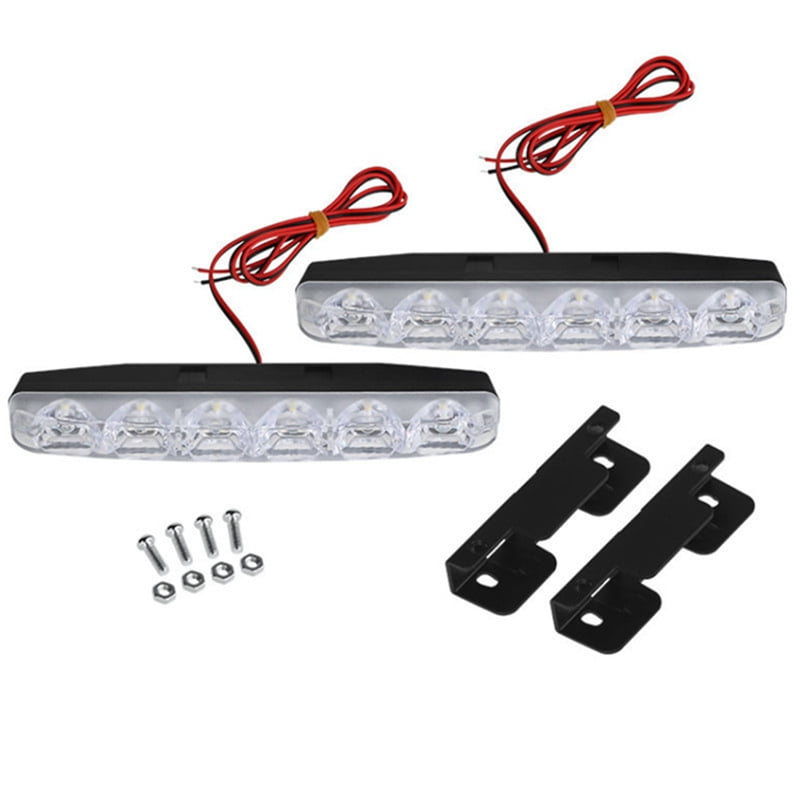 6 LED Super Bright Daytime Running Lights Car Center Grille Decorative ...