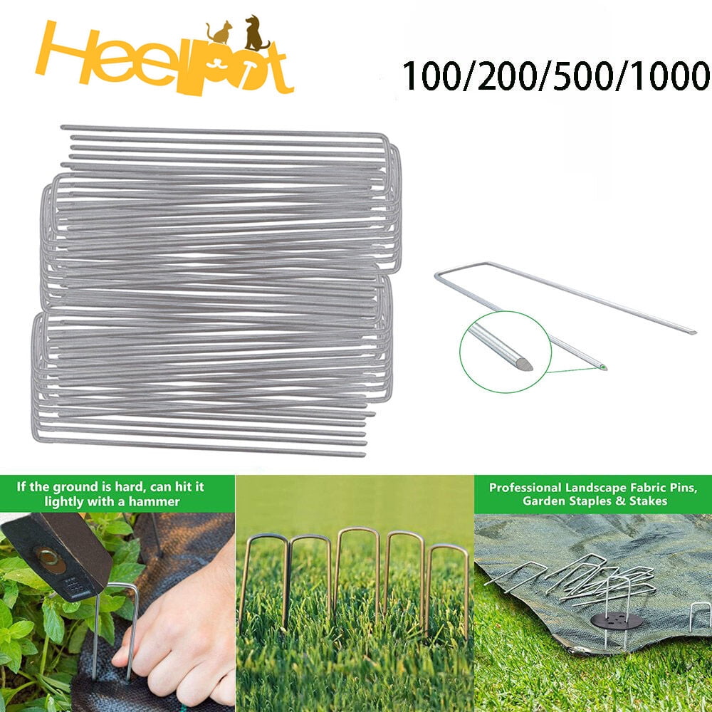 6" Landscape Sod Staples Sturdy Garden Stakes Weed Barrier Fabric Pins ...