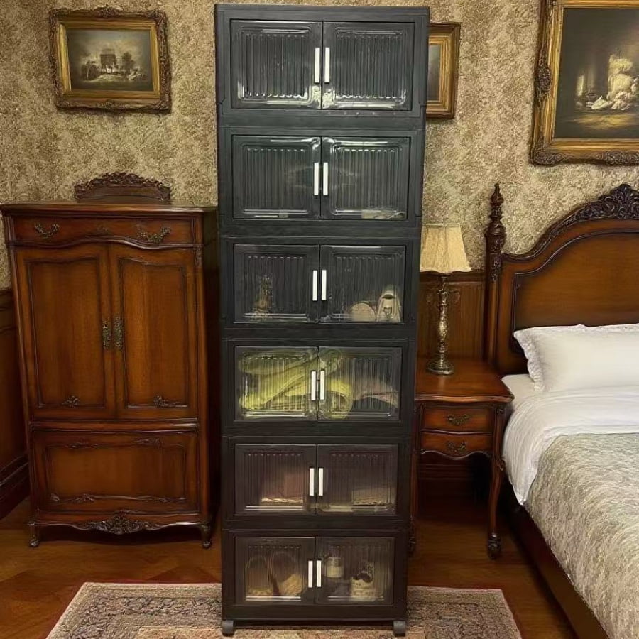 6 Layer(112allon)/Black 23.62in/Foldable Storage Box With Multi-tier ...