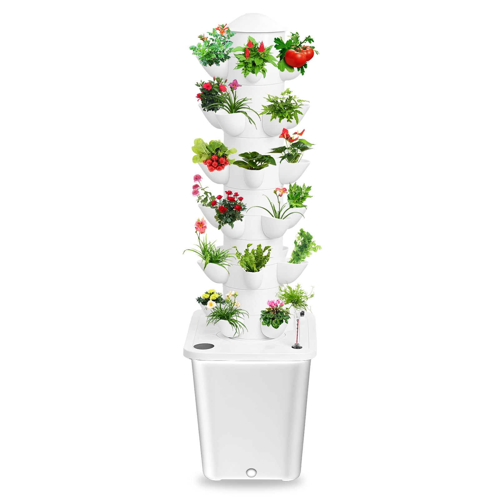 6-Layer Hydroponic Growing Tower with 10L Tank - Indoor Soilless ...