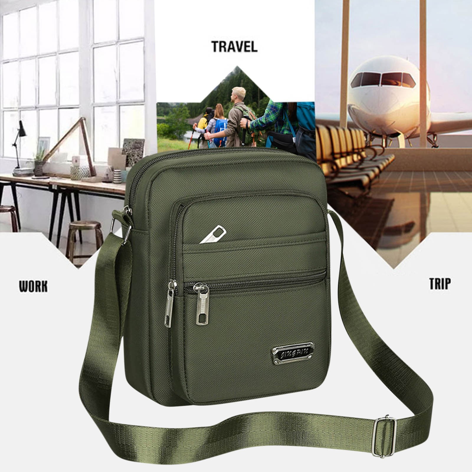 6-Layer Zipper Shoulder Messenger Bag - Business Laptop Bag with ...
