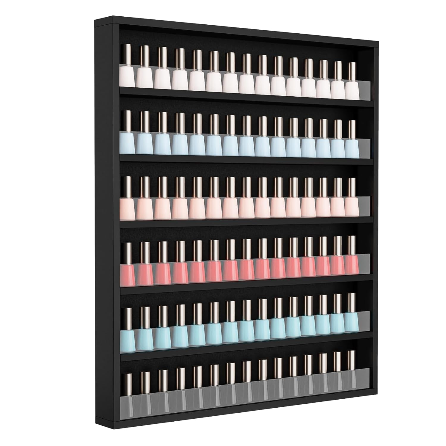 6 Layers Nail Polish Rack, Wall Mount Nail Polish Organizer w/Acrylic ...