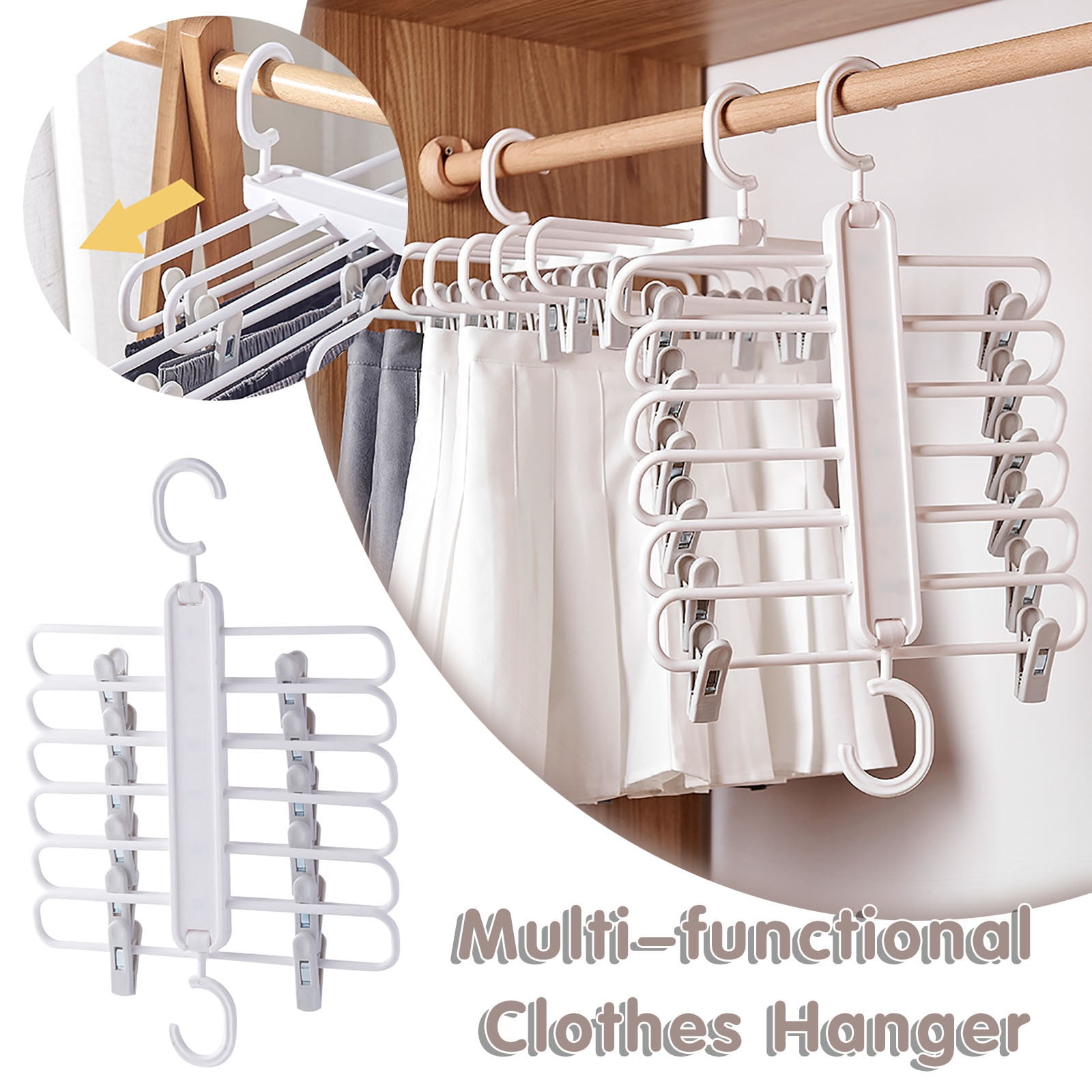 6 Layers Pants Skirt Hangers Organizer,6 Tier Space Saving Hangers with ...
