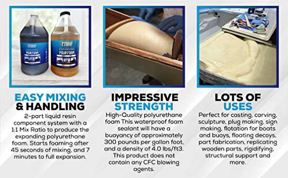 6 Lb. Density Expanding Pour Foam, 2 Part Polyurethane Closed Cell ...