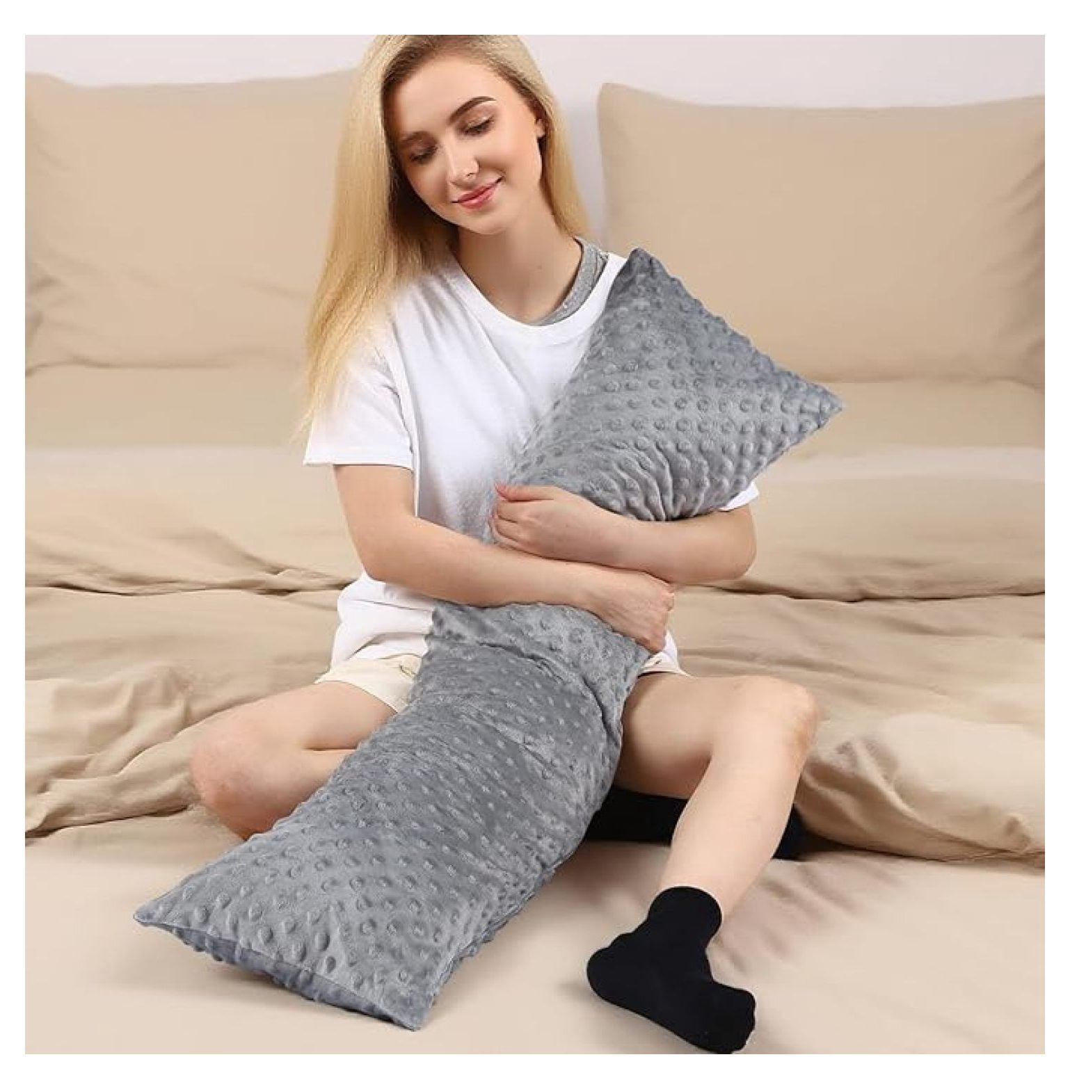 6 Lbs Weighted Body Pillow with Raised Dot Cover 41" x 10" Sensory ...
