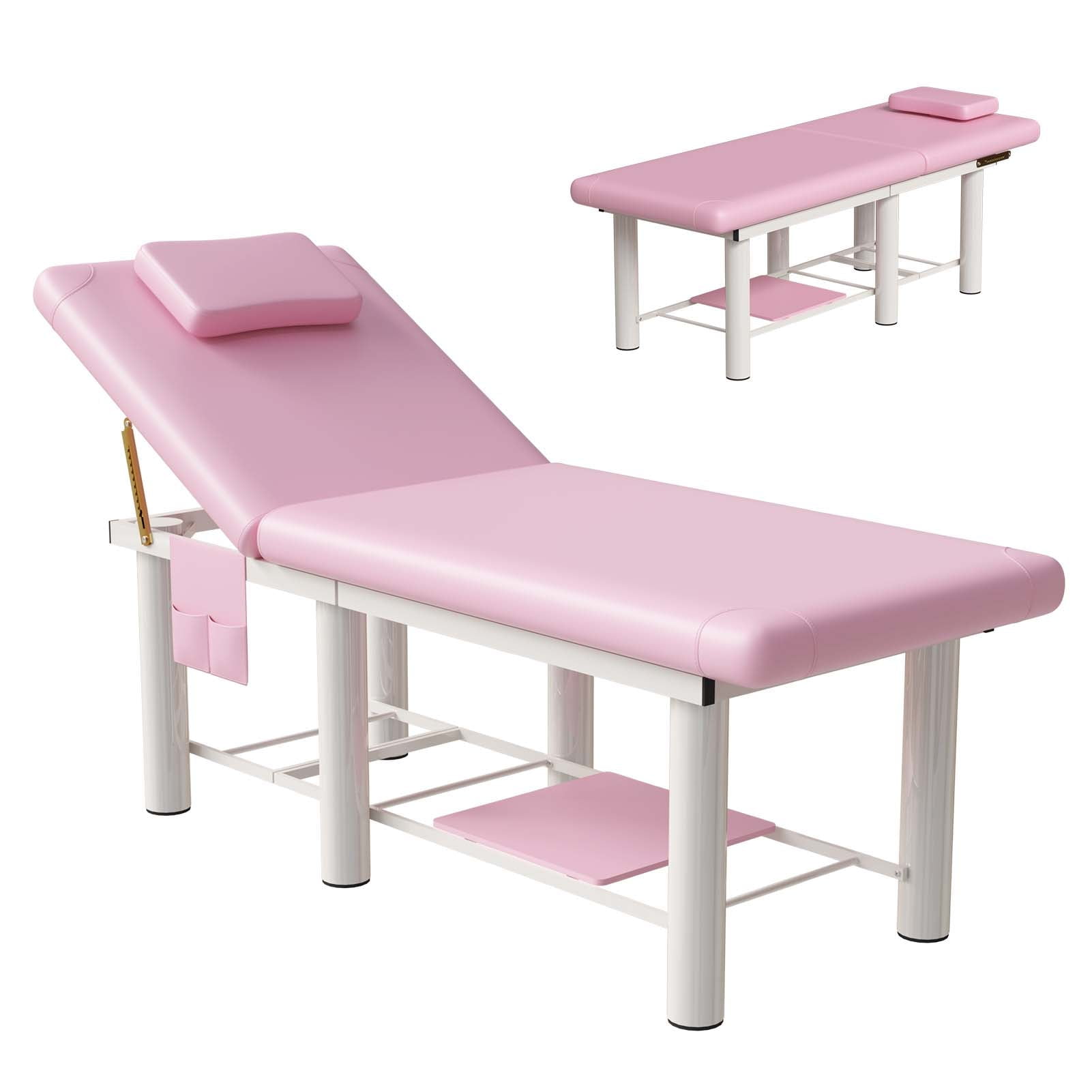 6 Leg Stationary Massage Table Spa Table with 30°Adjustable Backrest ...