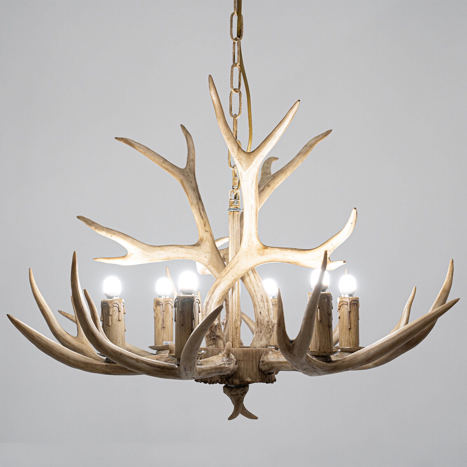6 Lifelike Antlers and Candle-like Shades with Natural Antler ...