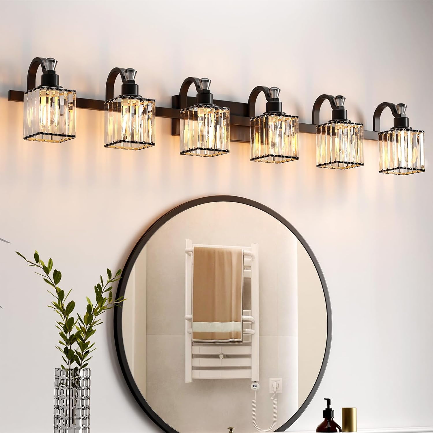 6-Light Bathroom Vanity Light Fixtures Modern Crystal Vanity Light ...