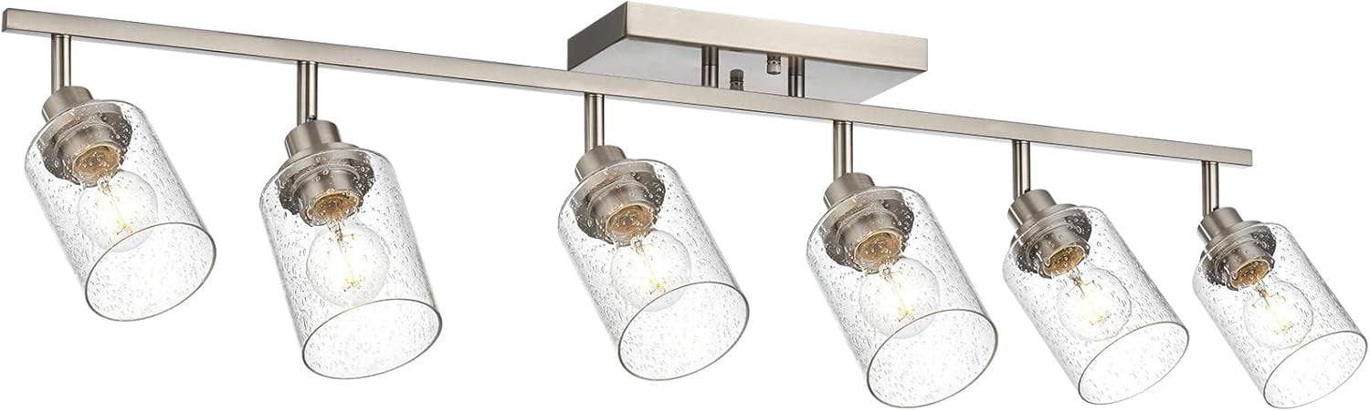 6-Light Brushed Nickel Kitchen Track Lighting Fixtures Ceiling Mount ...