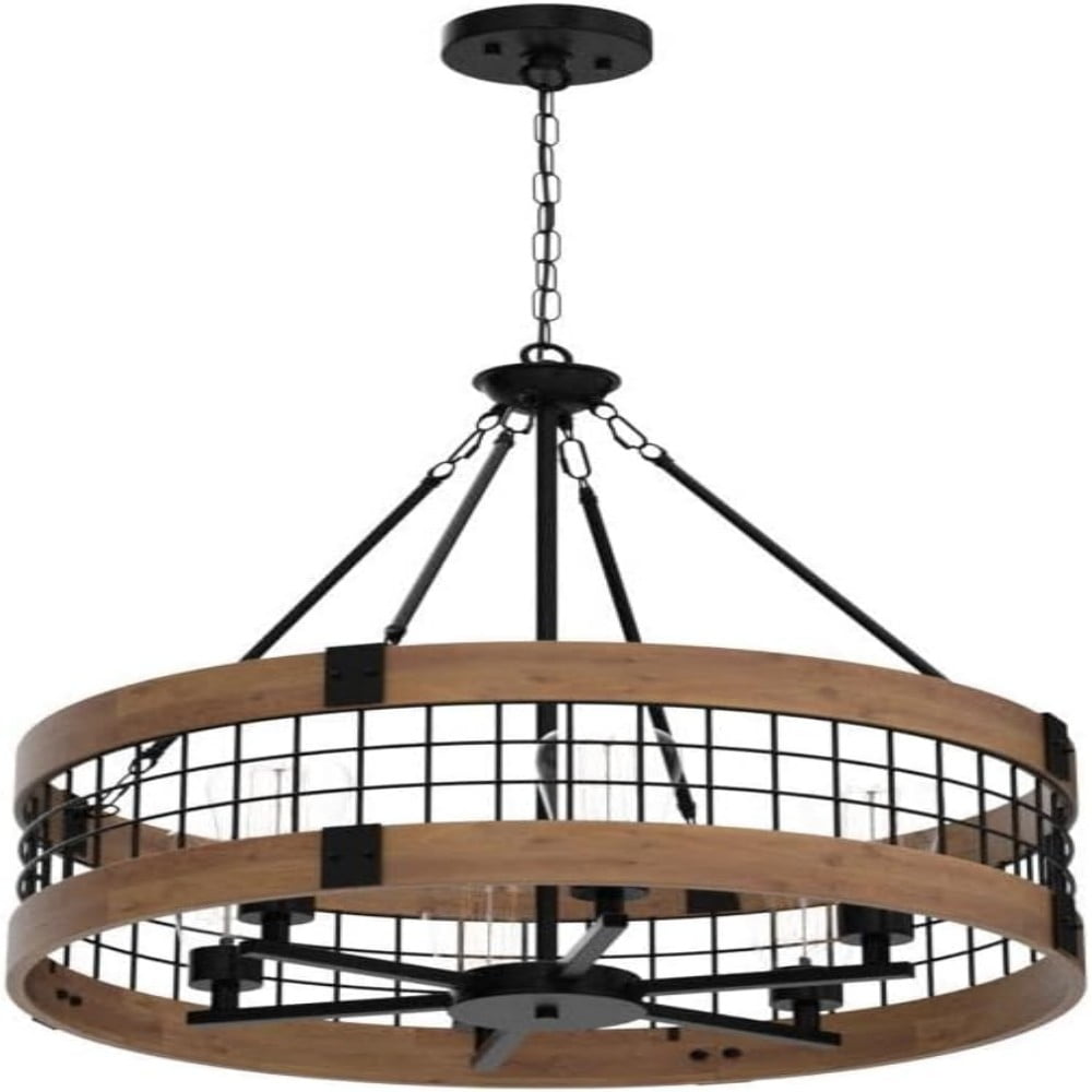 6-Light Farmhouse Wood Chandelier for Dining Room, Rustic Foyer Light ...