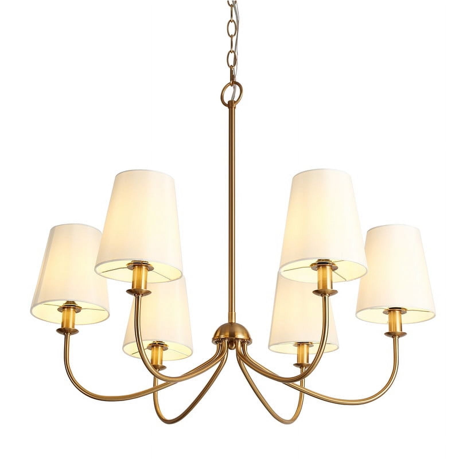 LNC 6-Light Gold and White Fabric Shade Candle Style Modern ...