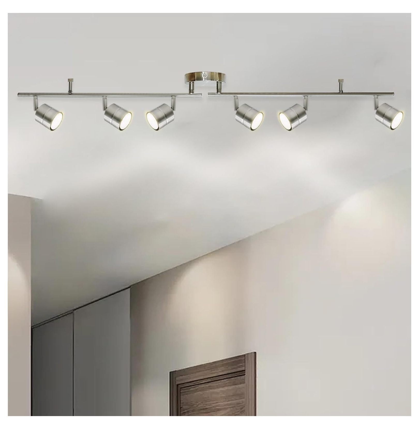 6-Light LED Track Lighting with Flexible Adjustable Arm Design, Brushed ...