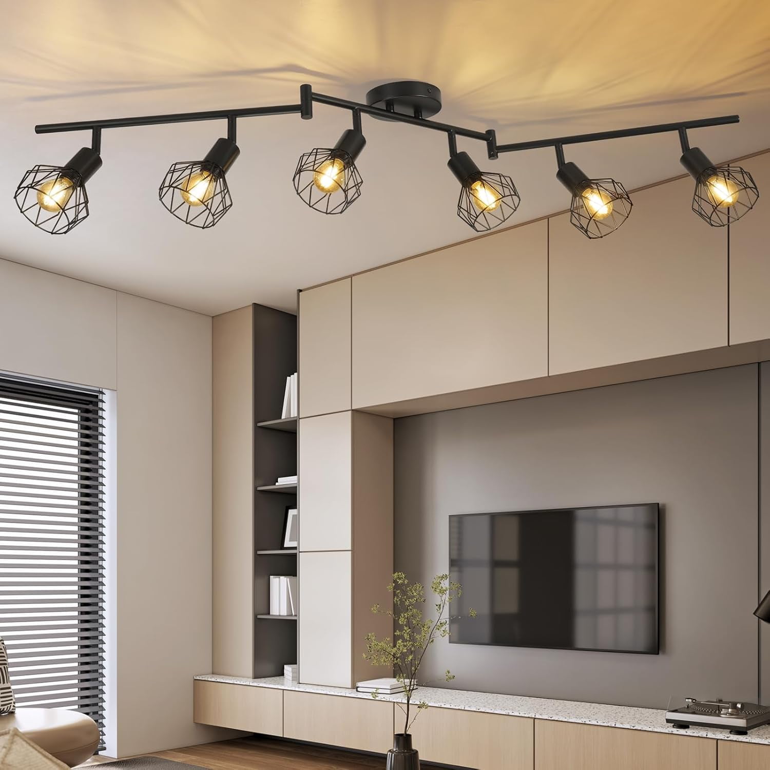 6 Light LED Track Lighting Kit,Adjustable Ceiling Light Fixtures,Flush Mount Lights Fixture ...