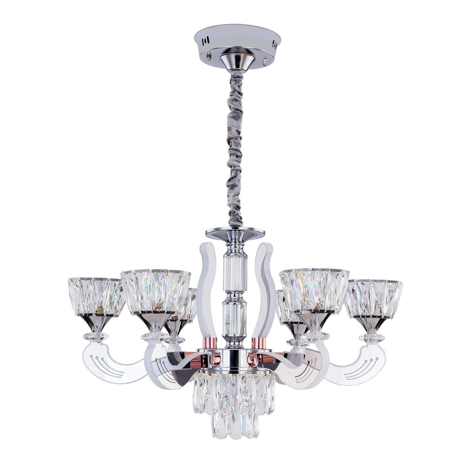6 Light Modern Chandelier Brushed Nickel Modern Pendant Lighting ...