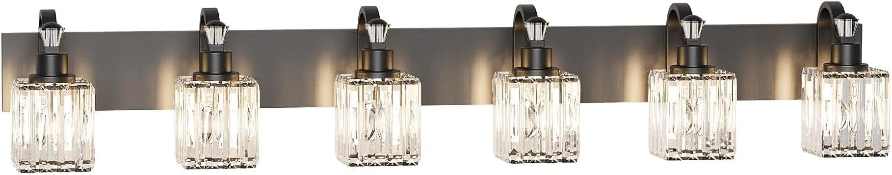 6-Light Modern Crystal Bathroom Vanity Lights Black Bathroom Light ...