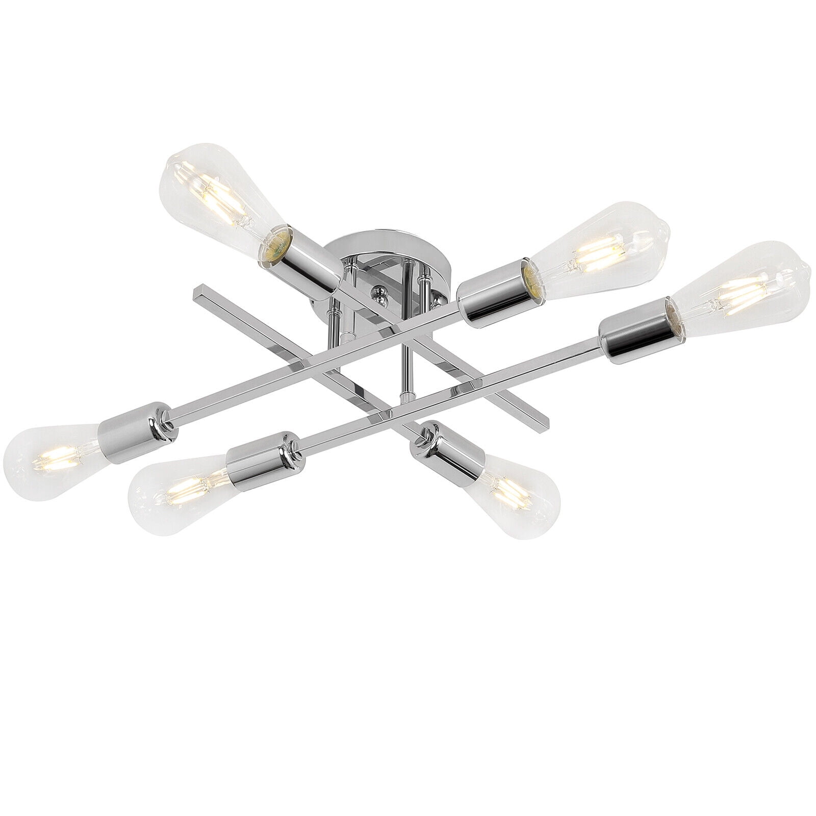 6-Light Modern Semi Flush Mount Ceiling Light Sputnik Chandelier ...