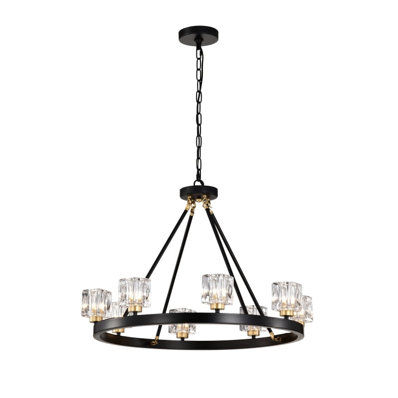 6-Light (No Bulbs) Matte Black Wagon Wheel Chandelier Farmhouse Modern ...