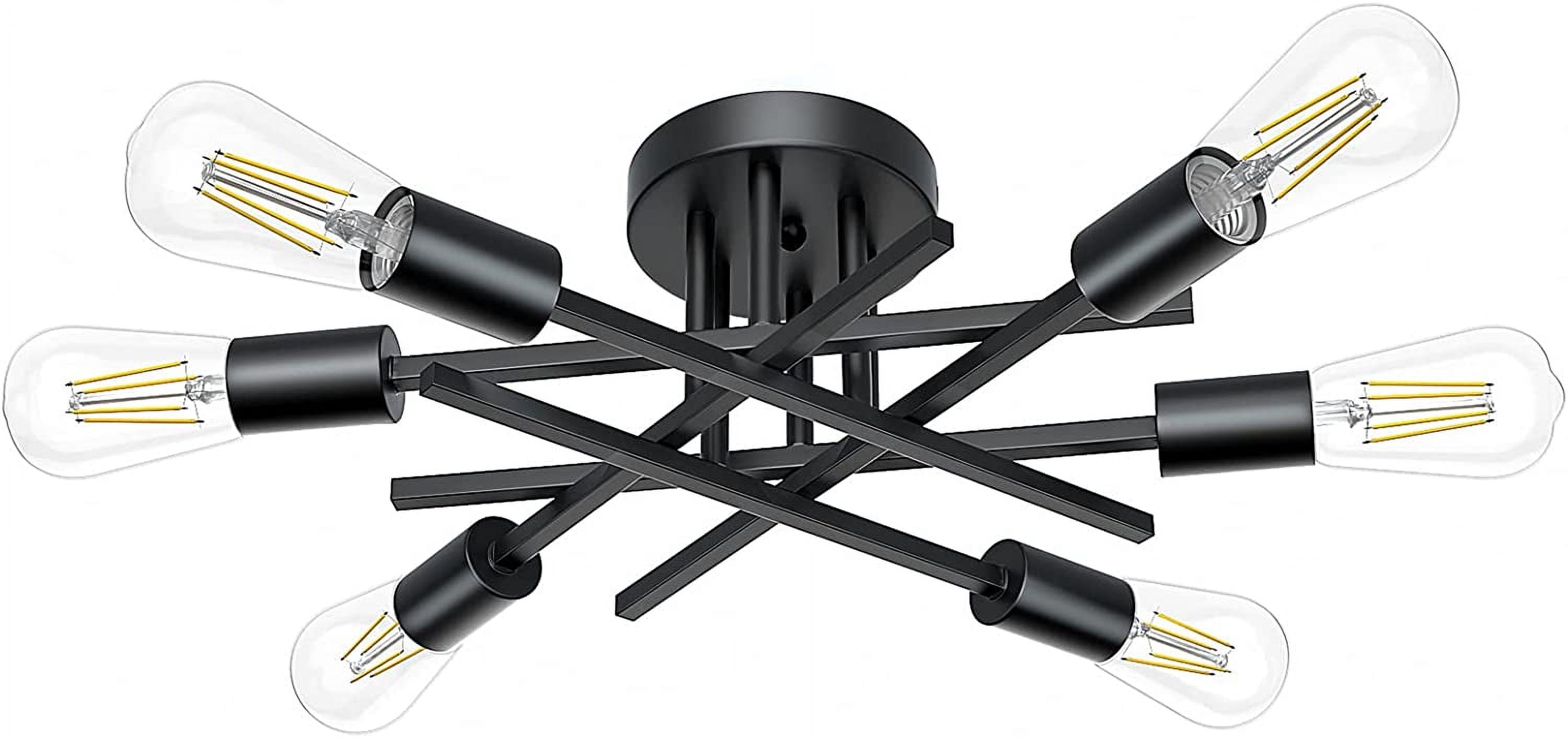 6-Light Semi Flush Mount Ceiling Light Fixture, Modern Black Close to ...