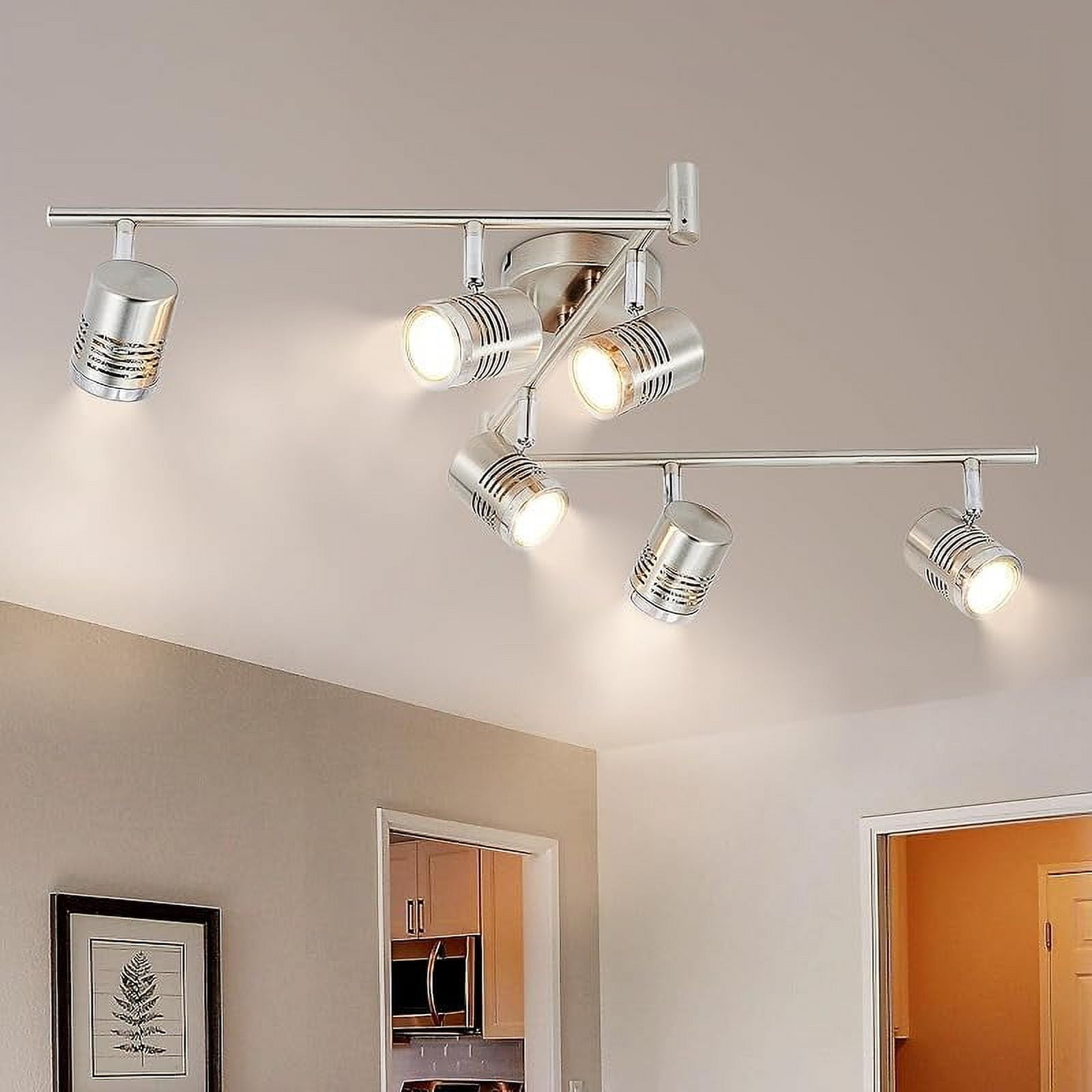 6-Light Track Lighting Fixtures Swing Arm, Kitchen Ceiling Spot Light ...