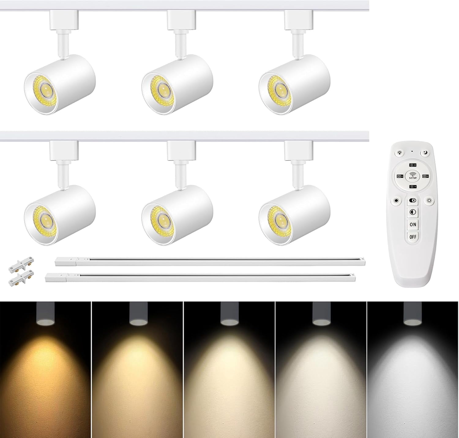 6 Lights LED Track Lighting Kit with 6.6FT H Type Track Lighting Rails ...