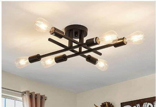 6-Lights Mid Century Ceiling Light Fixture with E26 Base for Living ...