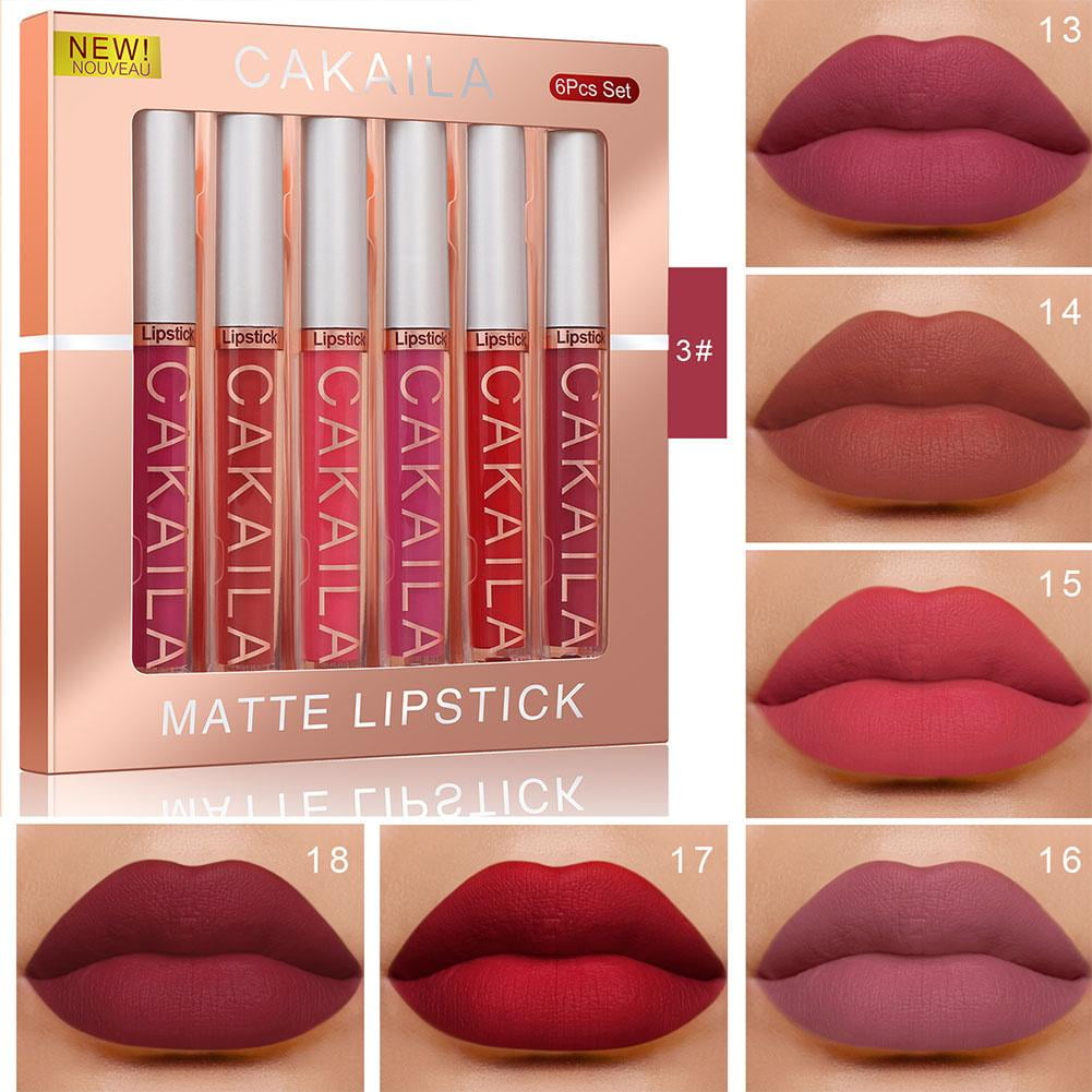 6 Lipstick Set Non-stick Matte Lip Gloss Set Multi-color Lipstick ...