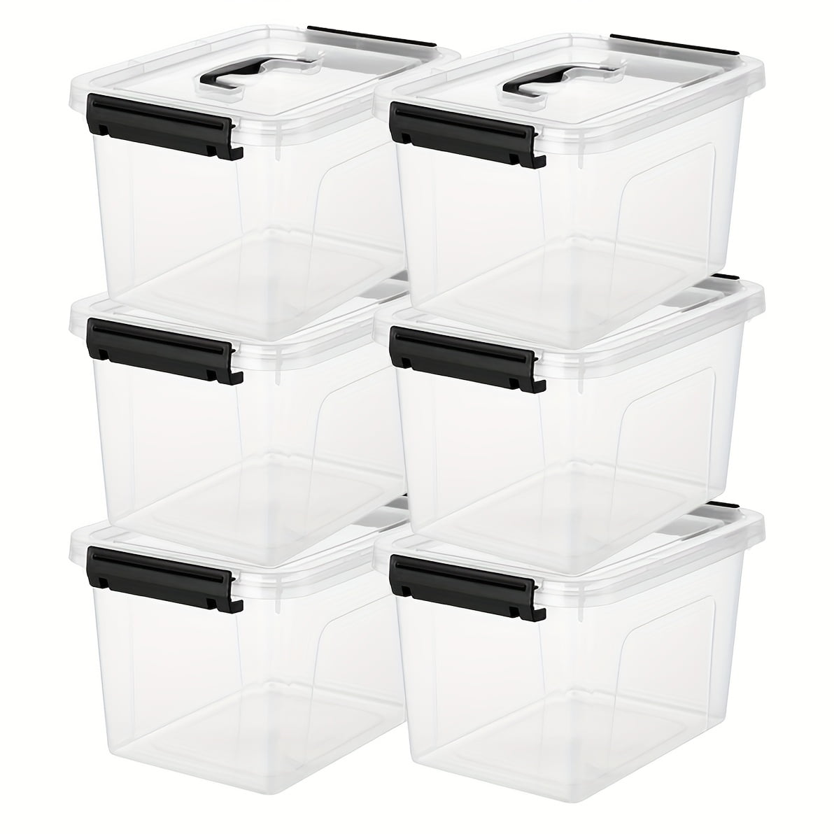 6-Liter Clear Storage Bins with Lids/Handle, 6-Pack Plastic Stackable ...