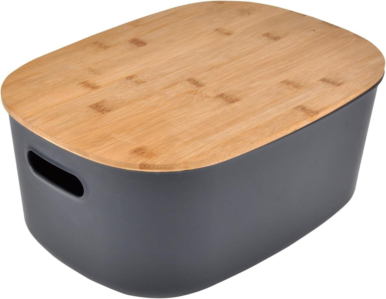 6 Litre Plastic Storage Box with Bamboo Lid 27 x 22.5 x 15.5 cm ...