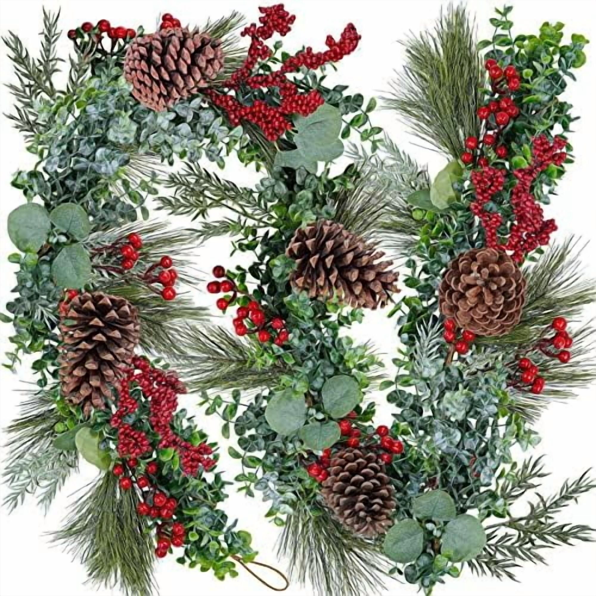 6' Long Artificial Eucalyptus and Pine Christmas Garland with Pine ...