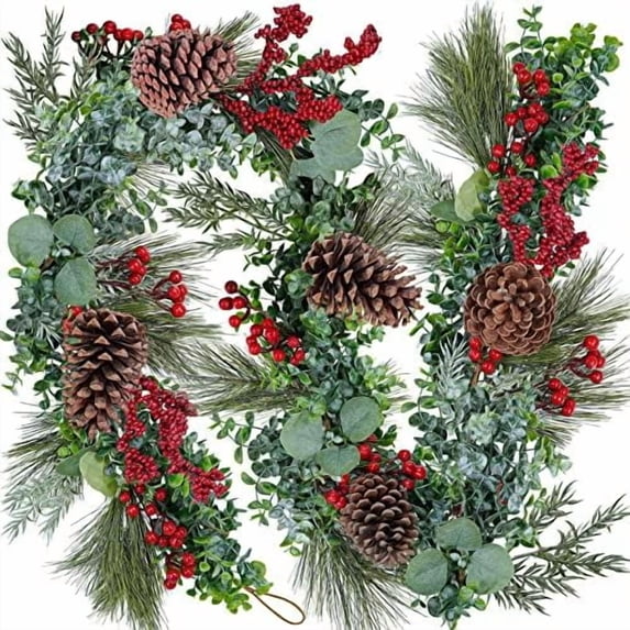 6' Long Artificial Eucalyptus and Pine Christmas Garland with Pine ...