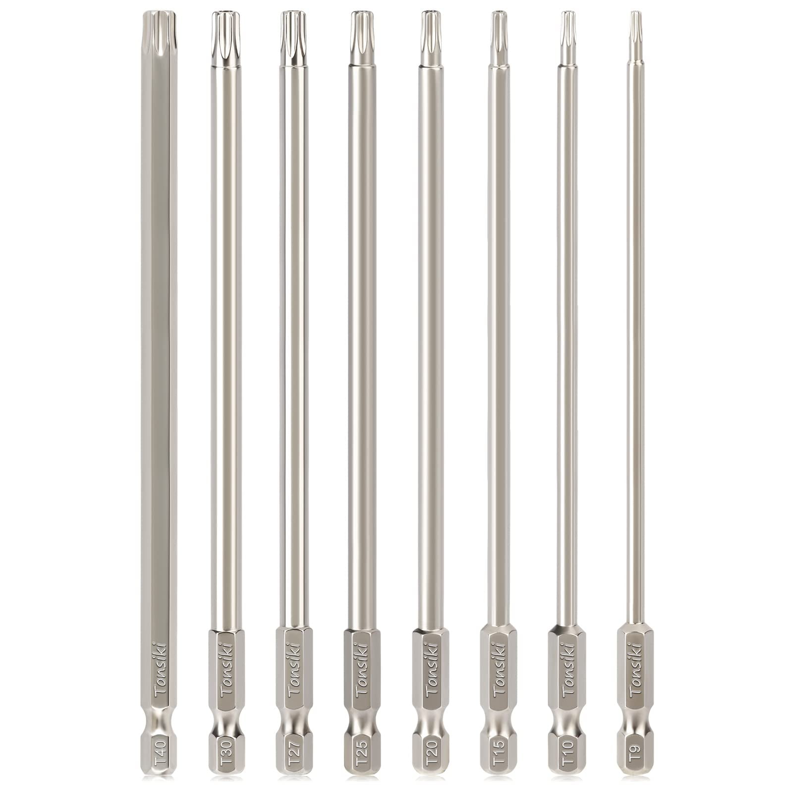 6" Long Security Torx Bit Set, Tonsiki 8PCS 1/4" Hex Shank S2 Steel ...
