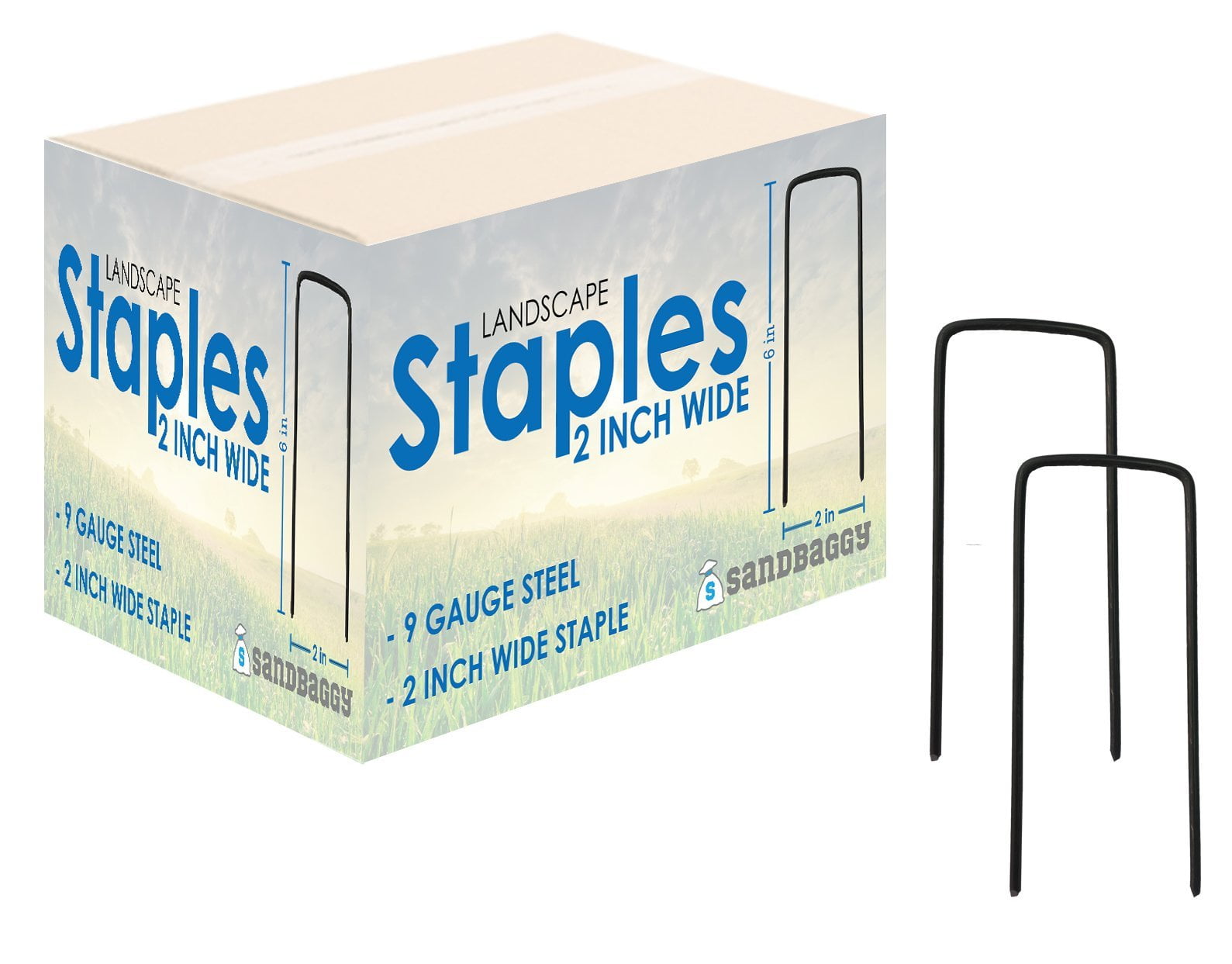 6" Long x 2" Wide EXTRA WIDE Landscape Staples~ Landscape Fabric Pins ...