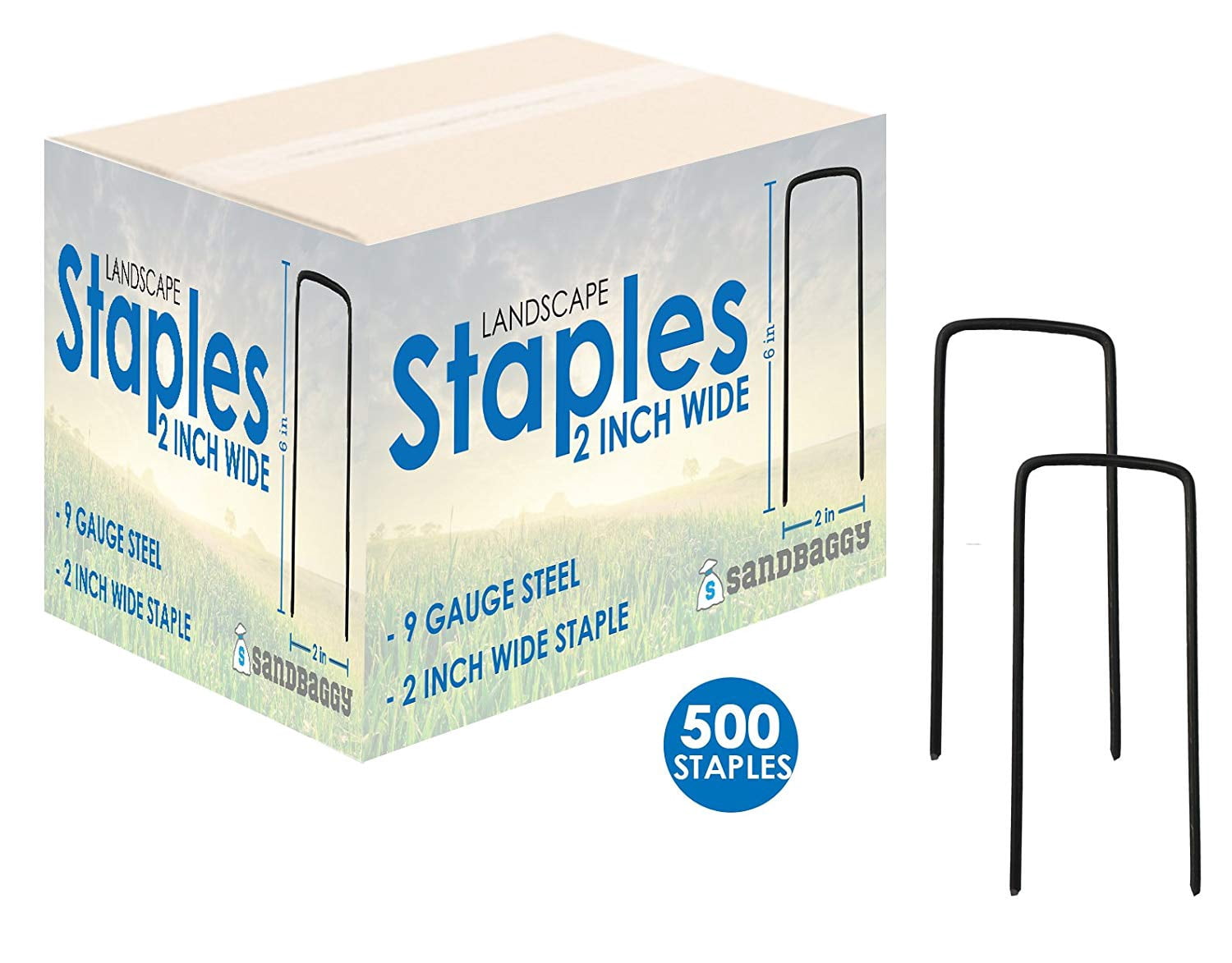 Sandbaggy 6"x2" Extra Wide Landscape Staples for Yard, Weed Control ...
