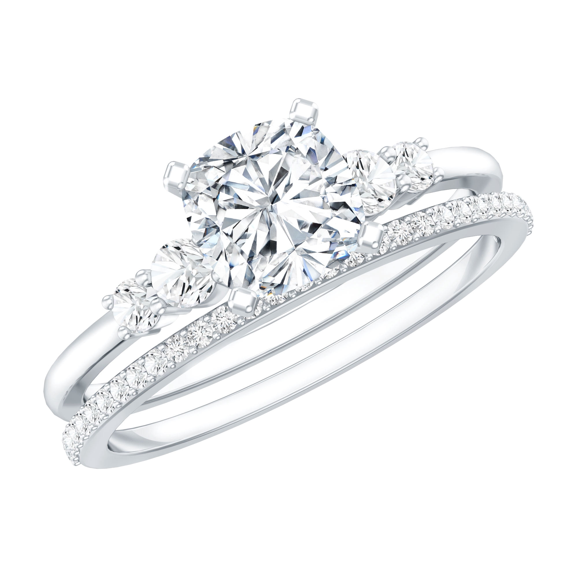 Rosec Jewels 6 MM Lab Grown Diamond Engagement Ring Set with Wedding ...