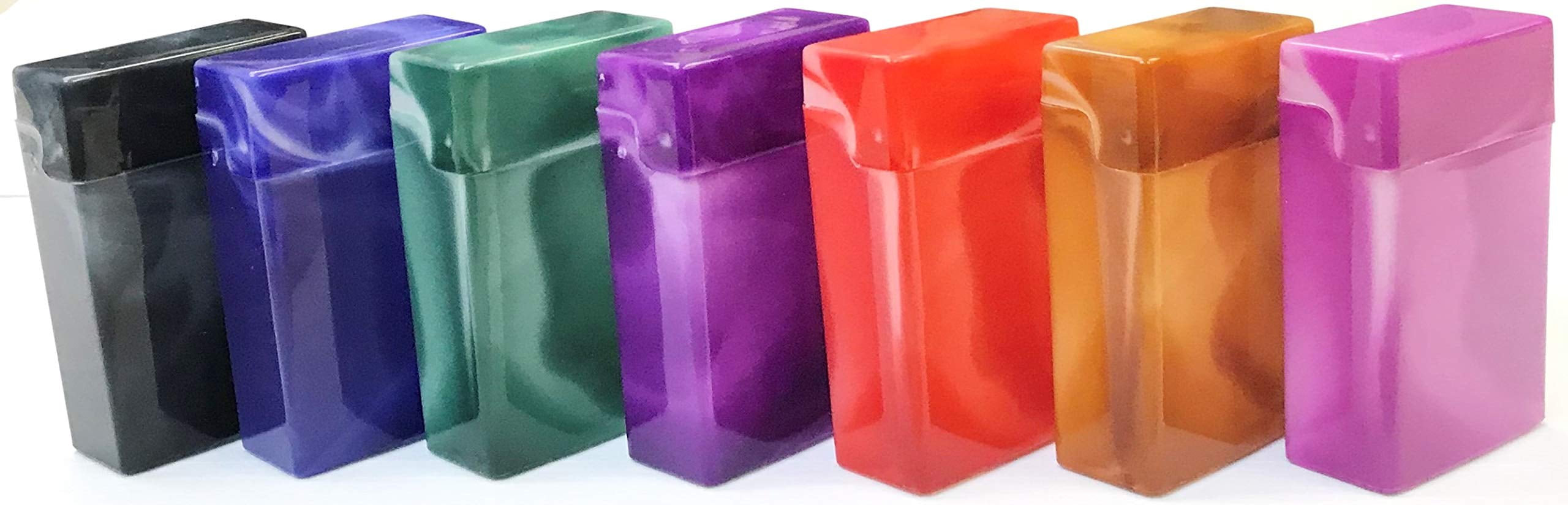 6 Marble Multi Color Top Flip Open Plastic Cigarette Case Pack Holders ...