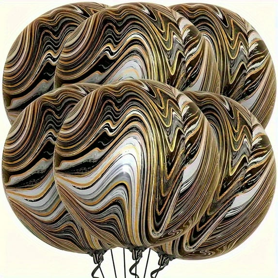 6 Marble Pattern Metallic Aluminum Balloons 56cm/22inch: Featuring a ...
