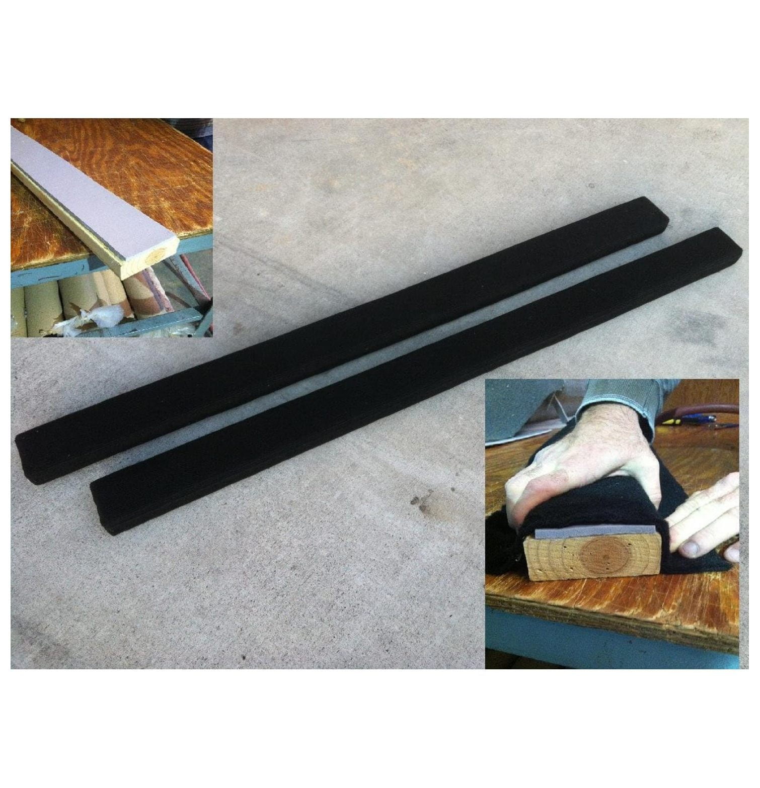 6' Marine Carpet Bunk Boards with Padding (2-Pack) - Black - Boat ...