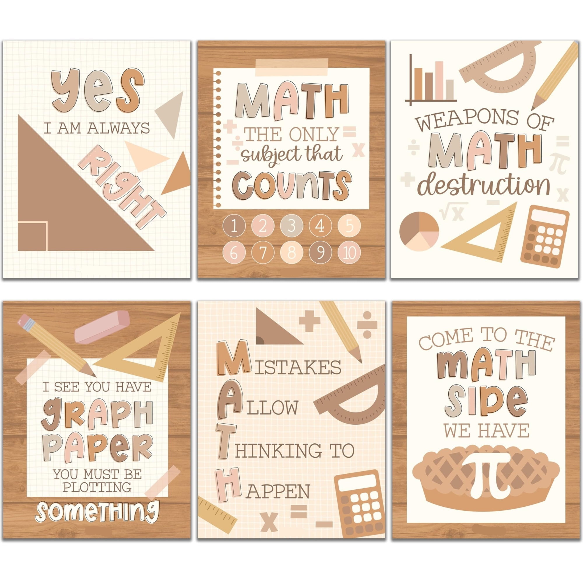 6 Math Posters Fun & Motivational Math Posters for Elementary, Middle ...