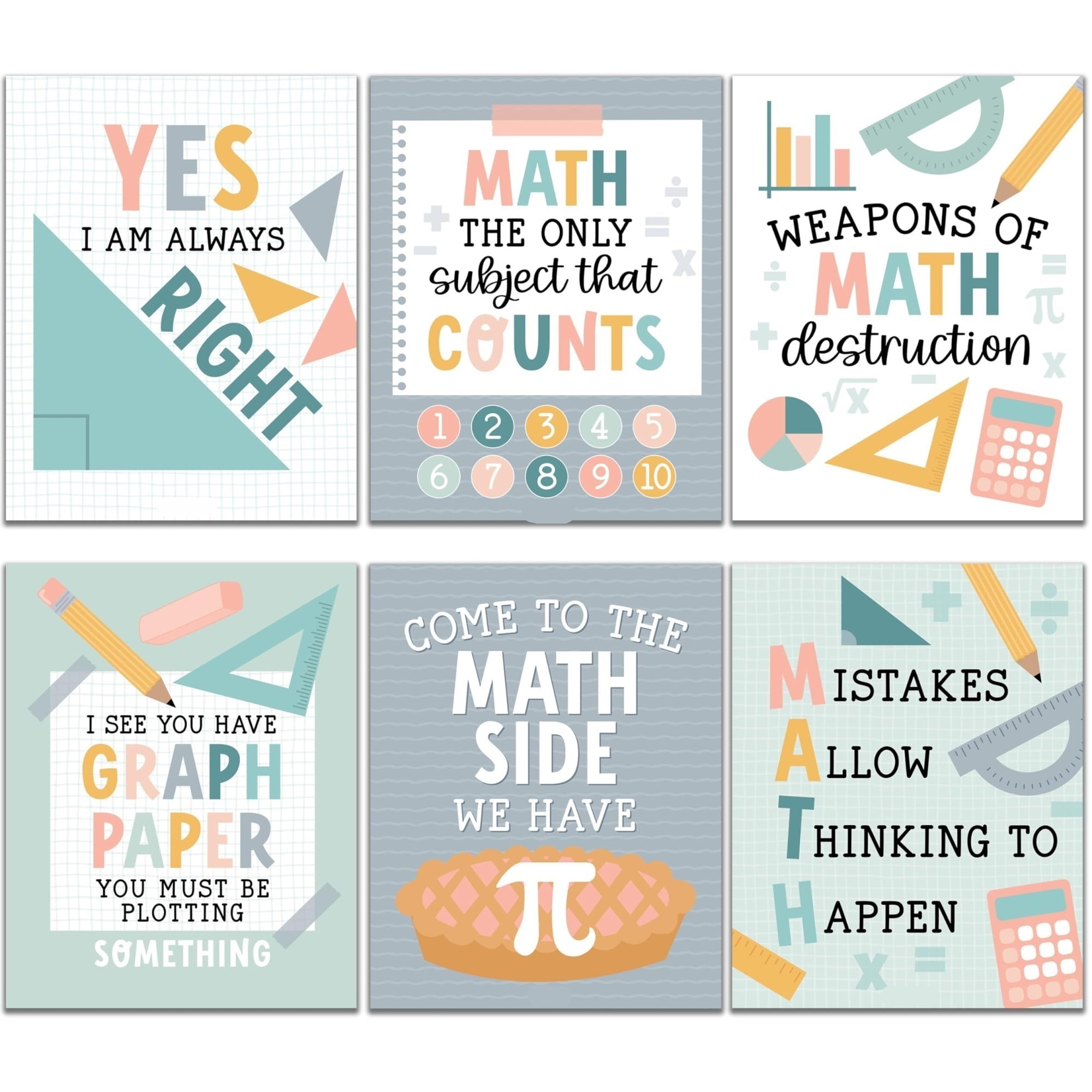 6 Math Posters Fun & Motivational Math Posters for Elementary, Middle ...