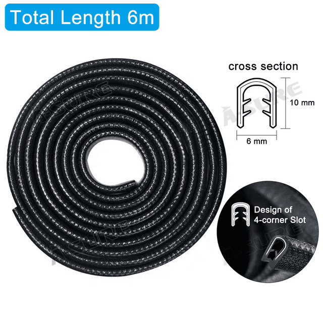 19ft/6m Car Door Edge Guard Protector U Shape Rubber Trim Vehicle ...