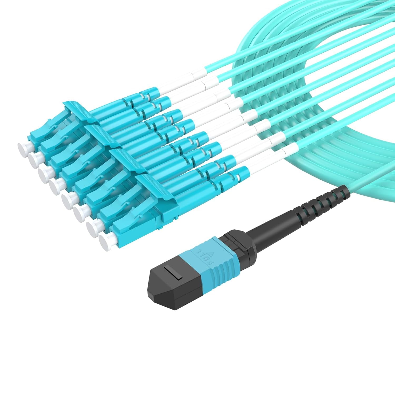 6 Meters OM4 8 Cores MPO-LC Connector Optical Fiber Patch Cord 50/125 Multimode Fan-Out Jumper ...