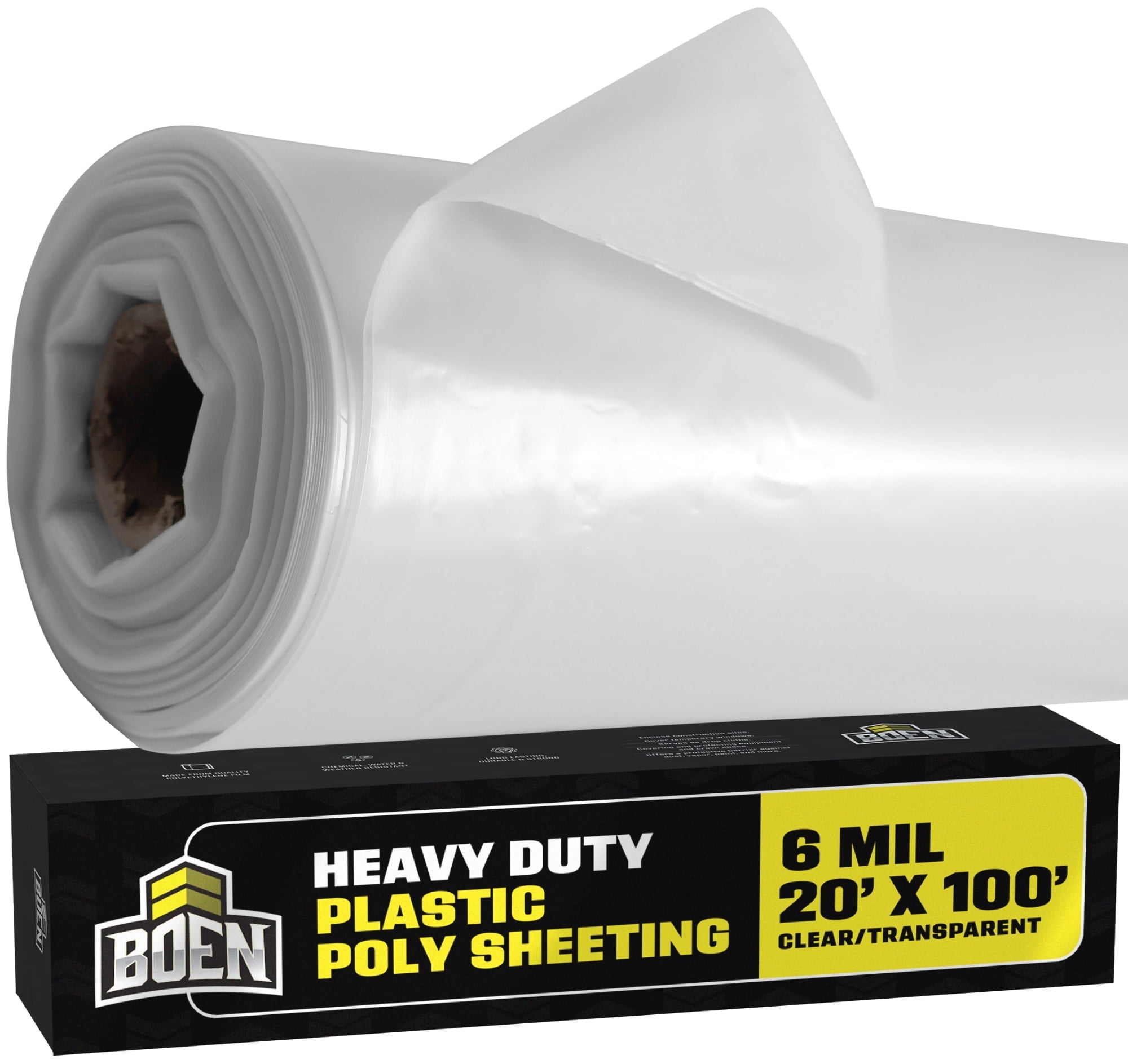 6 Mil Clear Plastic Sheeting – 20' x 100' Roll – Heavy-Duty Plastic ...