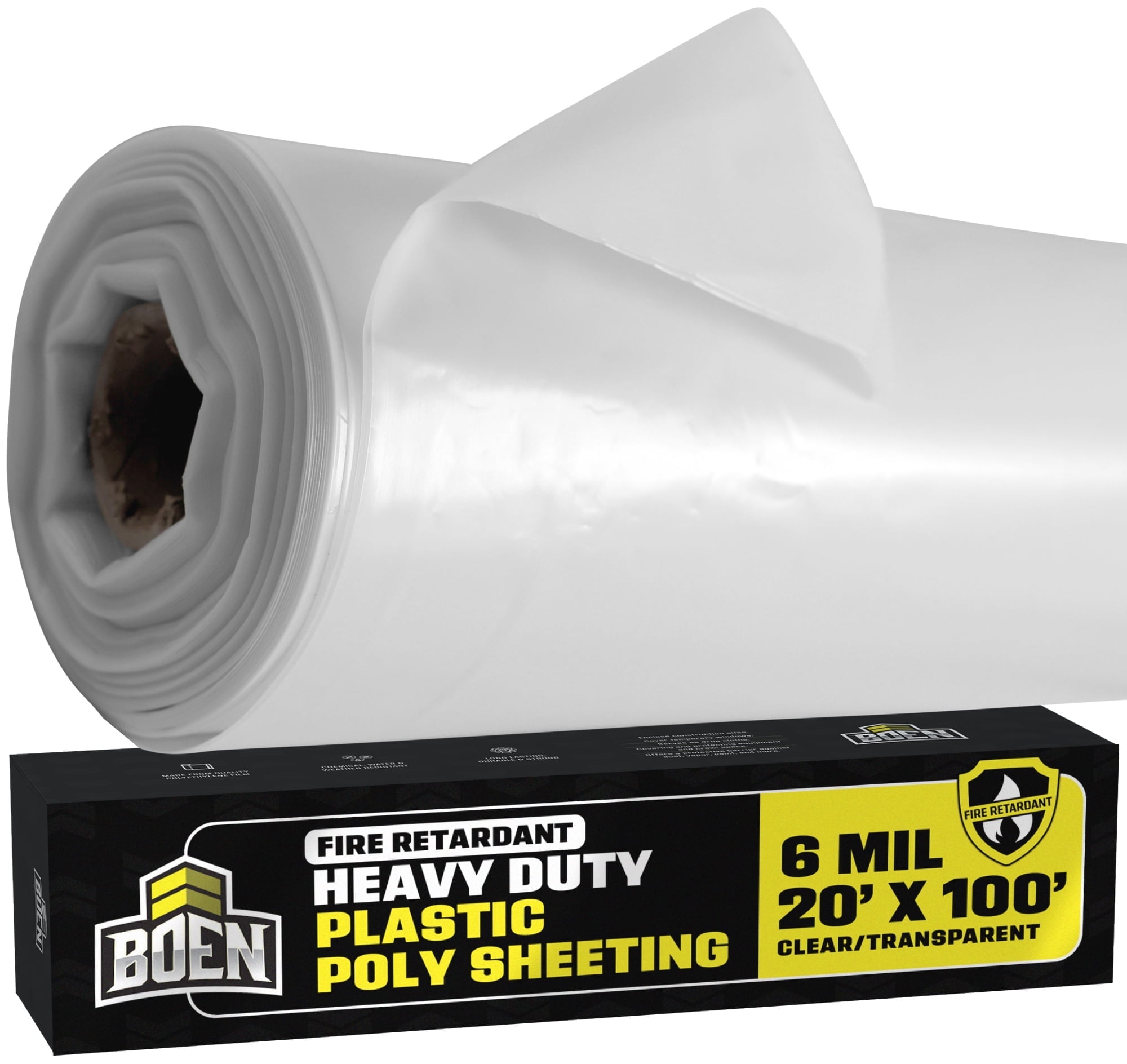 6 Mil Fire Retardant Plastic Sheeting – 20' x 100' Roll – Flame ...