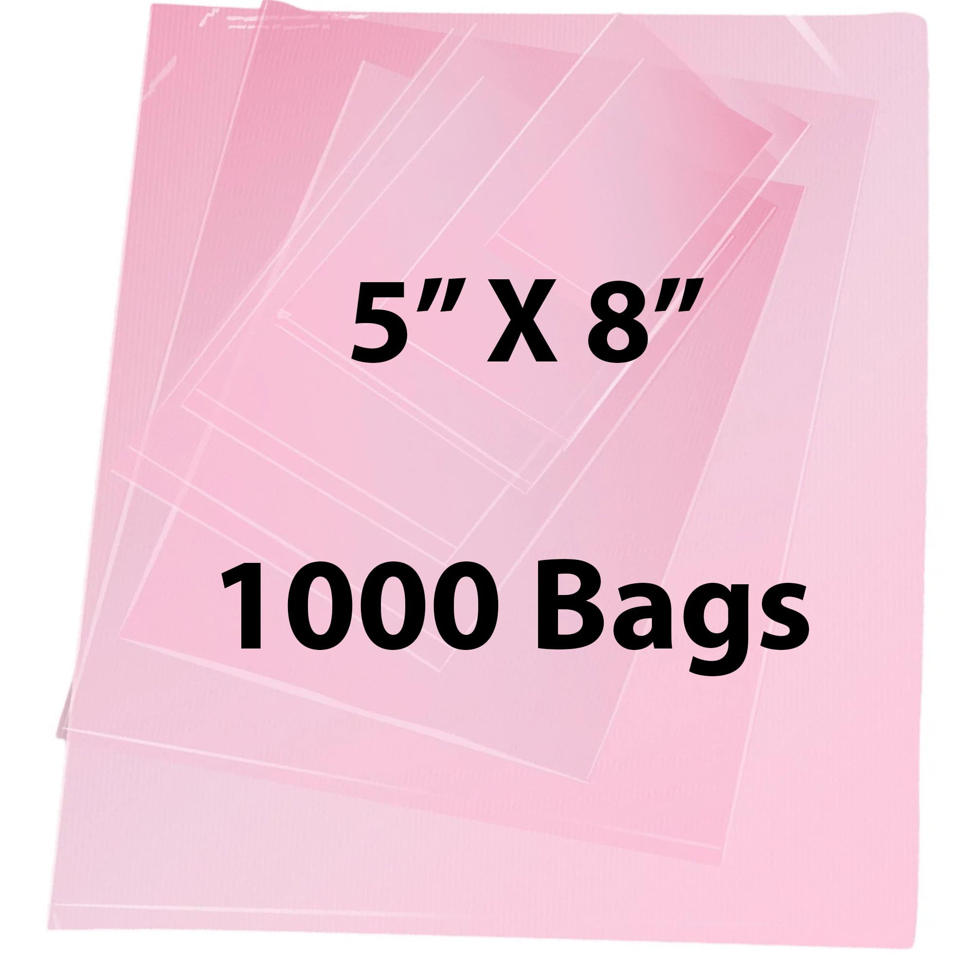 6 Mil Pink Anti-Static Heavy Duty Plastic Flat Bags - 5" x 8" & (1000 ...
