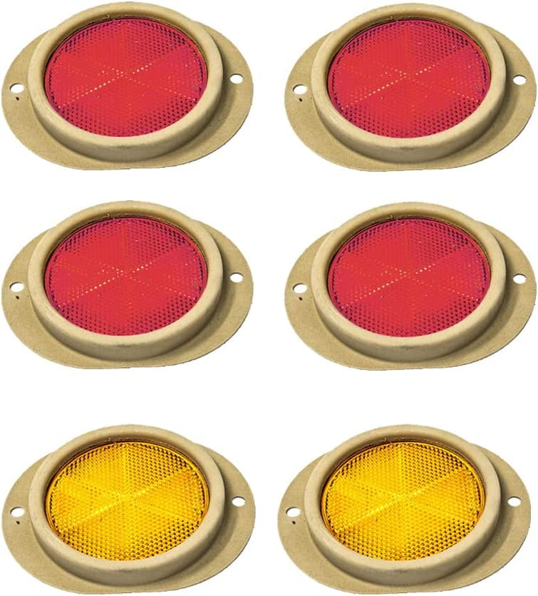 6 Military Vehicle Reflectors- 4 Red Lens, 2 Amber Lens + Tan Body ...