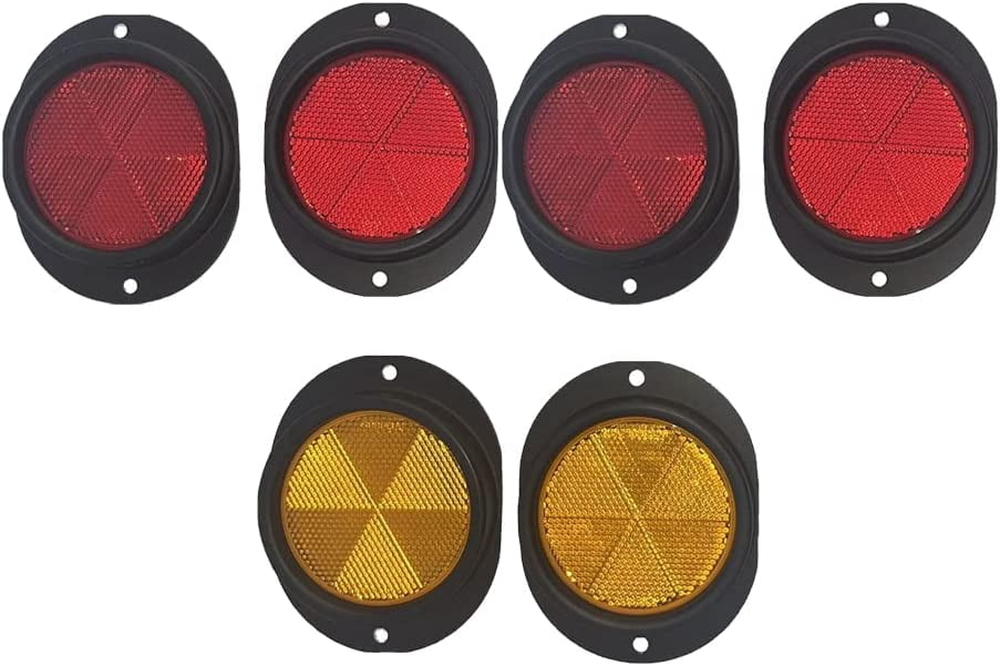 6 Military Vehicle Reflectors- 4 Red Lens, Amber Lens + Black Body ...
