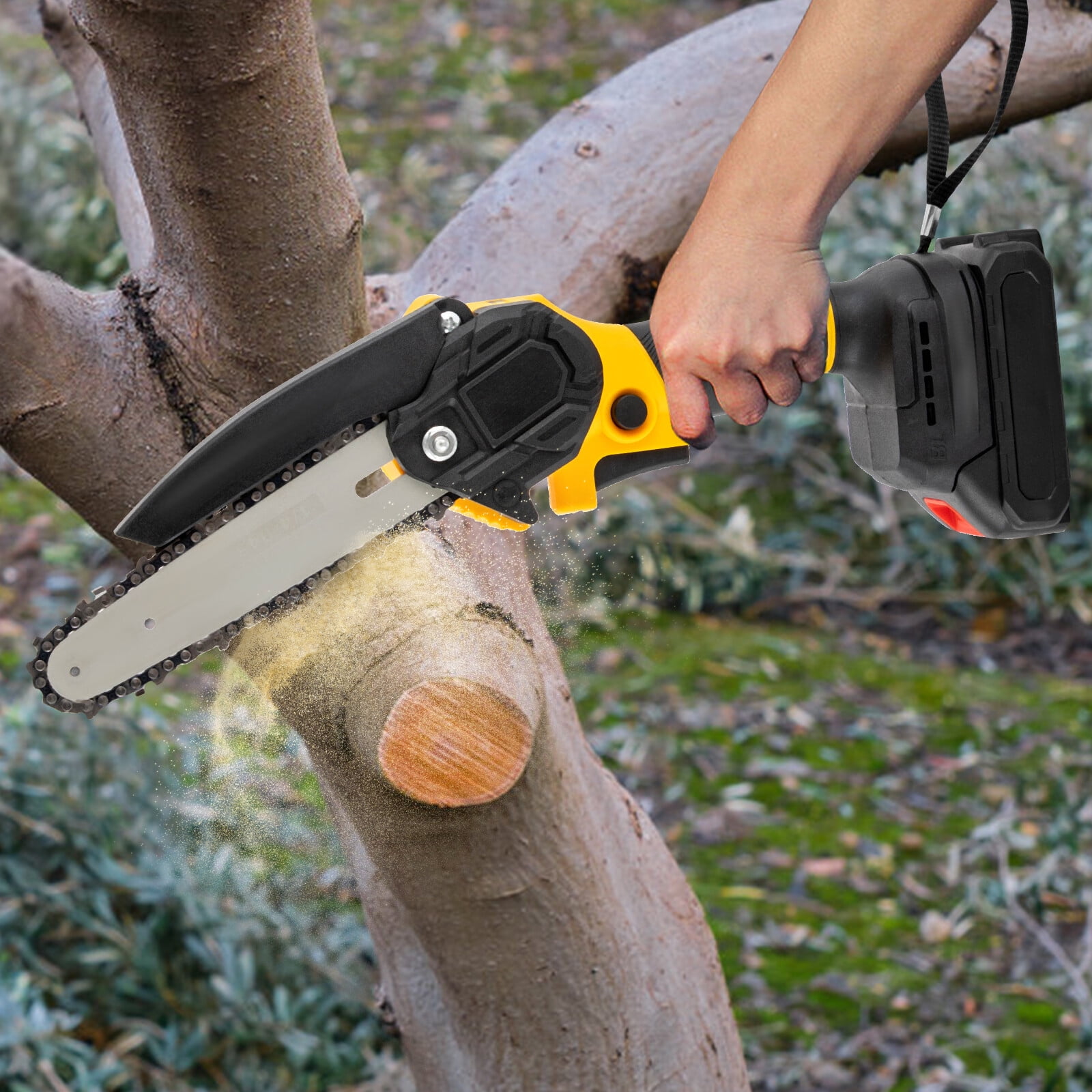 6" Mini Handheld Electric Chainsaw Cordless Chain Saw 20V with 2 ...