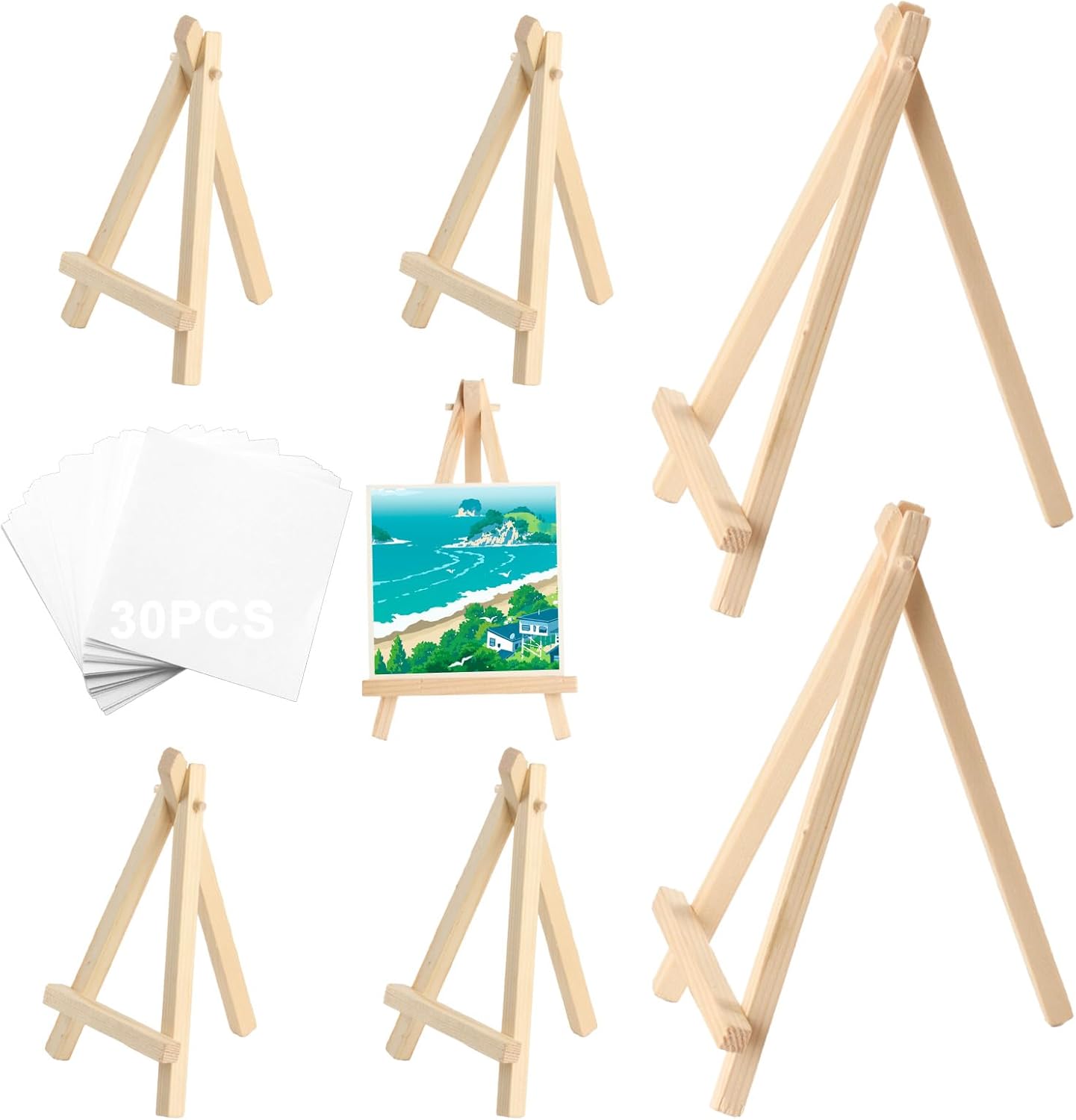6 Mini Wood Display Easels, Wooden Easel Canvas Stand for Painting ...